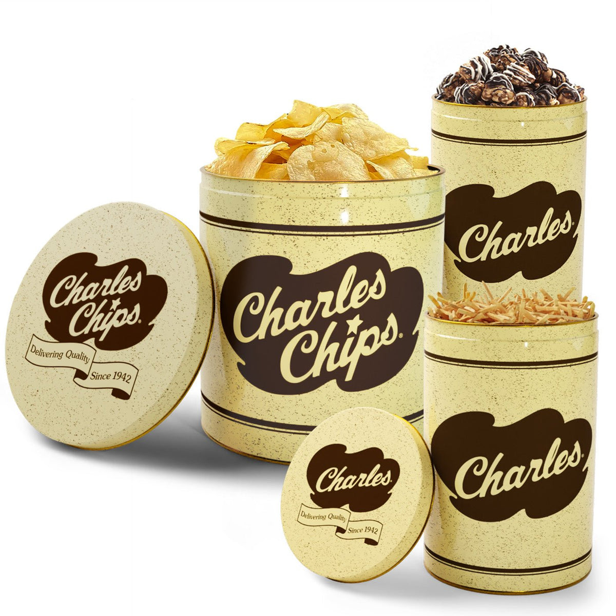 Original Chip tin + Potato Sticks tin ( 10oz ) + Popcorn Tin – Charles ...